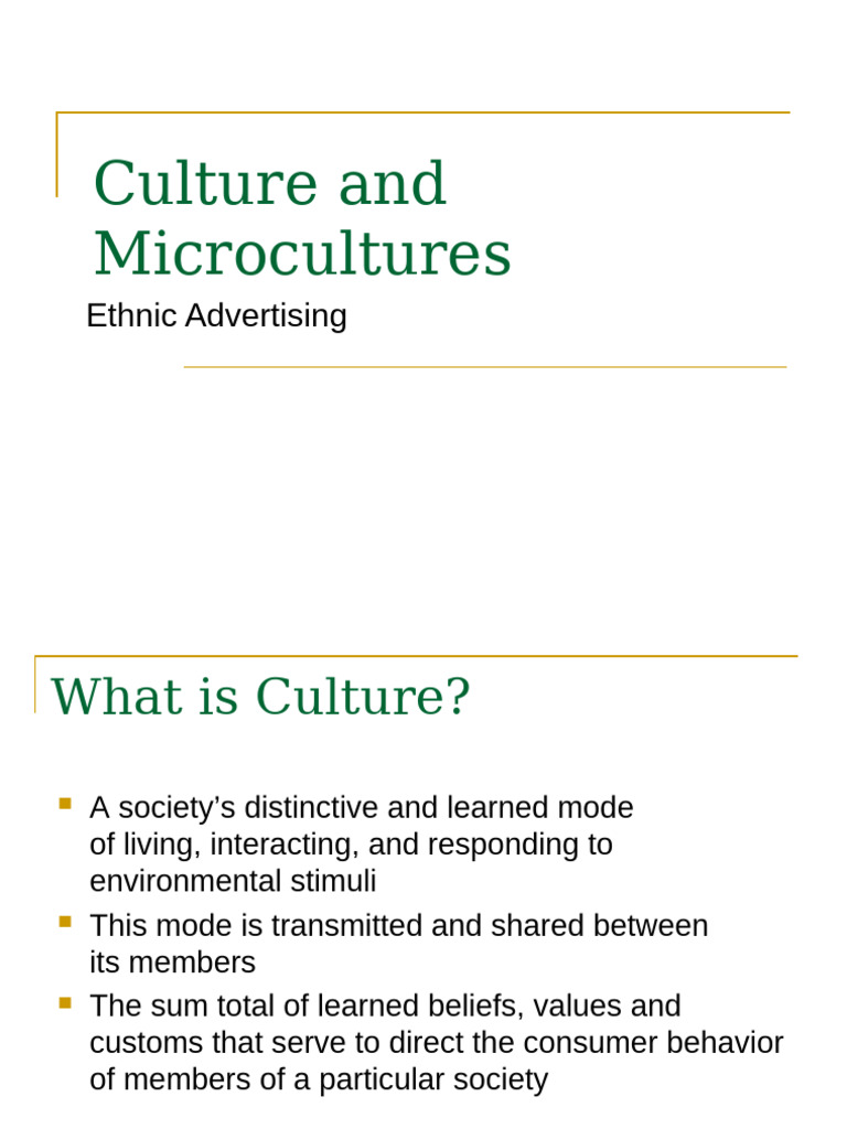 Culture and Microculture | PDF | Consumer Behaviour | Behavior
