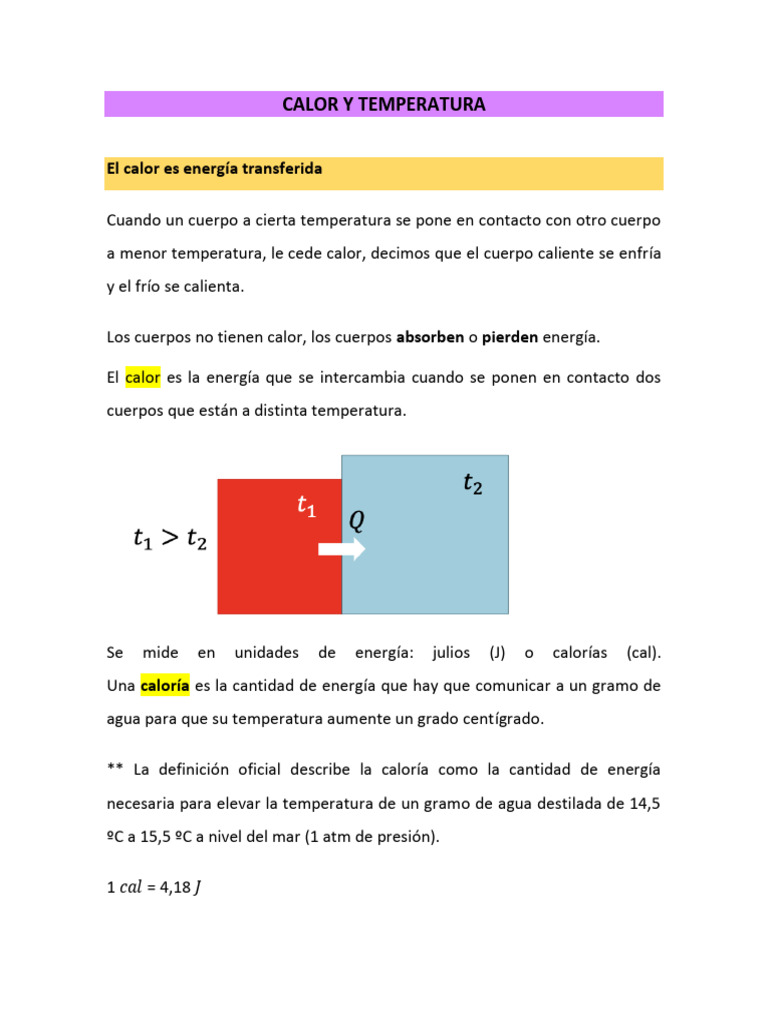 Calor, Temperatura y Cambios de Estado | PDF | Calor | Temperatura