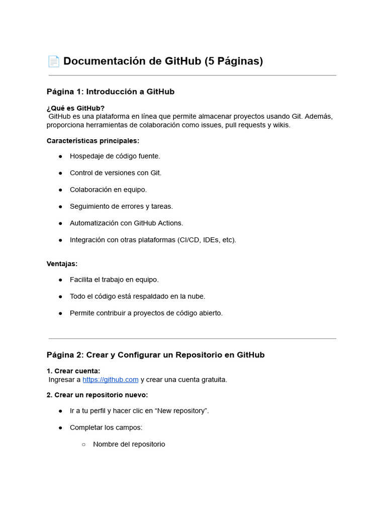 Guía Completa de Documentación GitHub | PDF | Git (software) | Control de versiones
