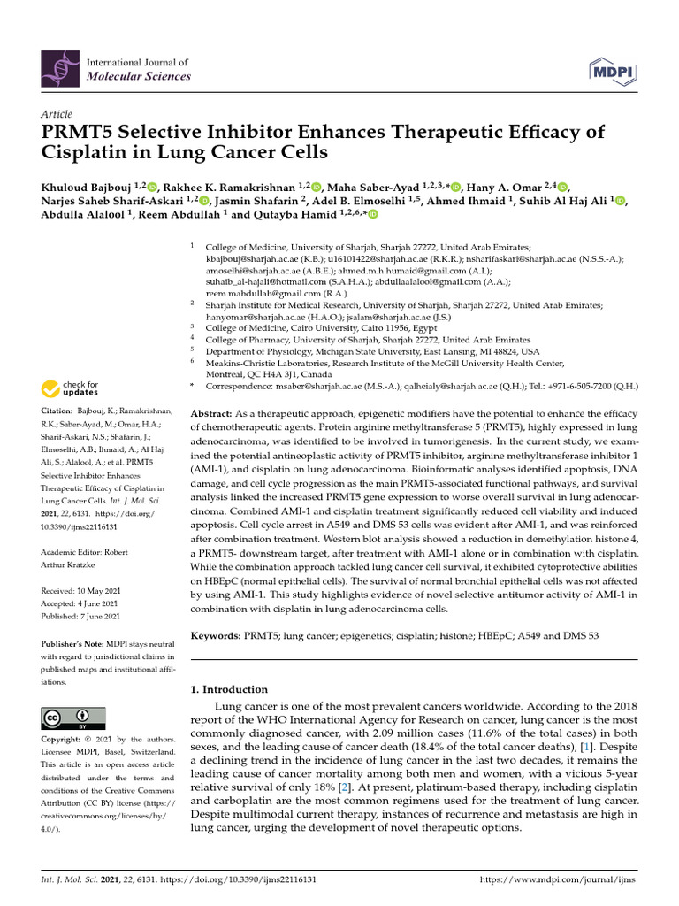 PRMT5 Selective Inhibitor | PDF | Lung Cancer | Cancer