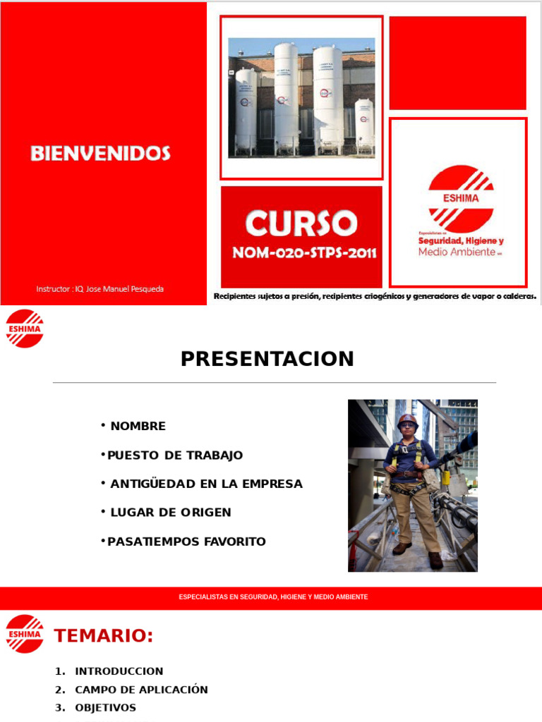 Curso Nom 020 RSP Eshima 2025-Rev1 | PDF | Presión | Vapor