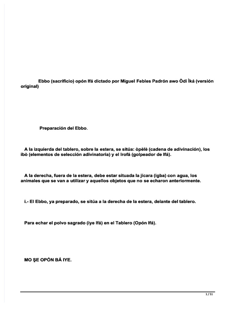 Preparación del Ebbo en Ifá | PDF