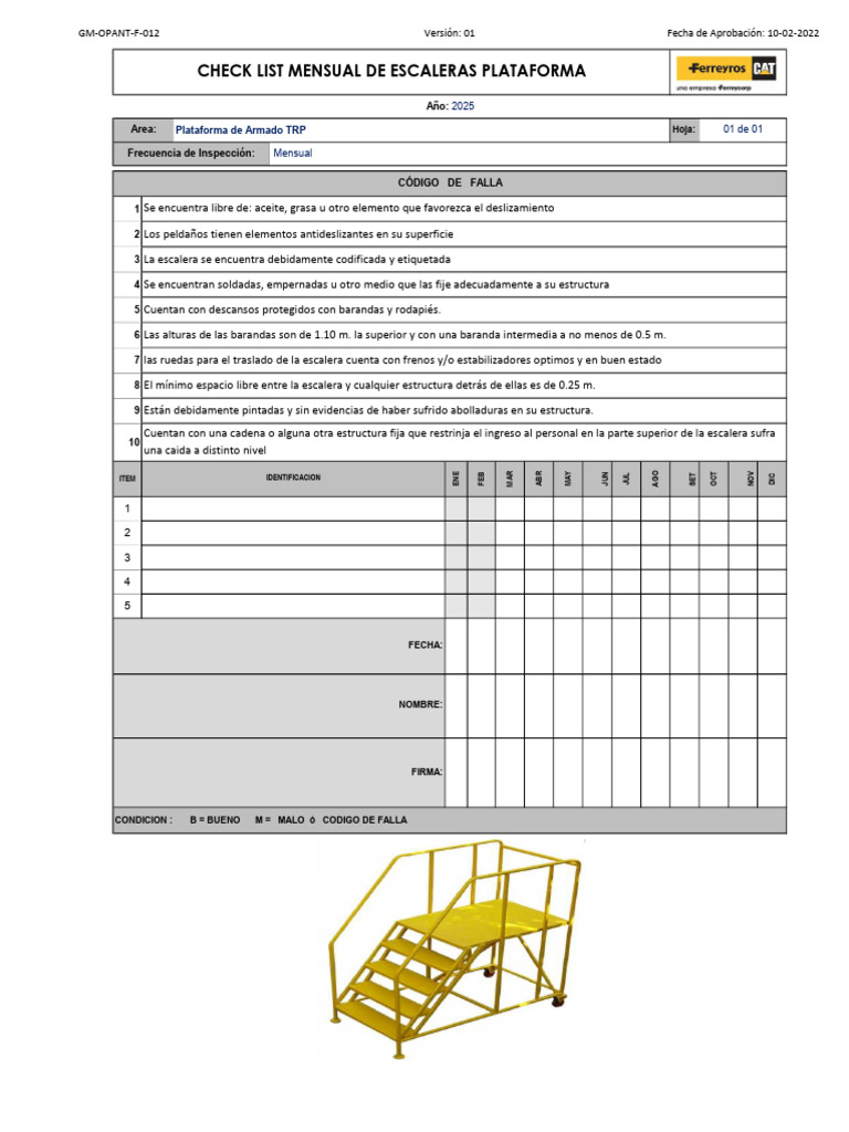 Check List Mensual Escaleras | PDF | Escalera | Infraestructura peatonal