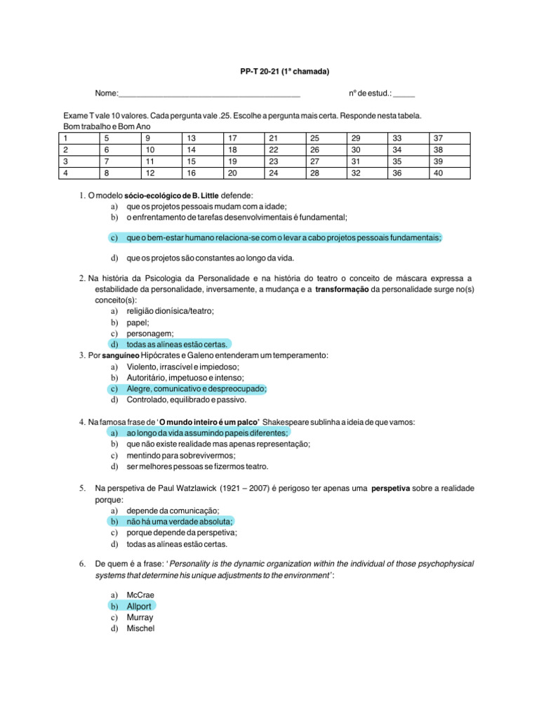 Exame 202o Respostas | PDF