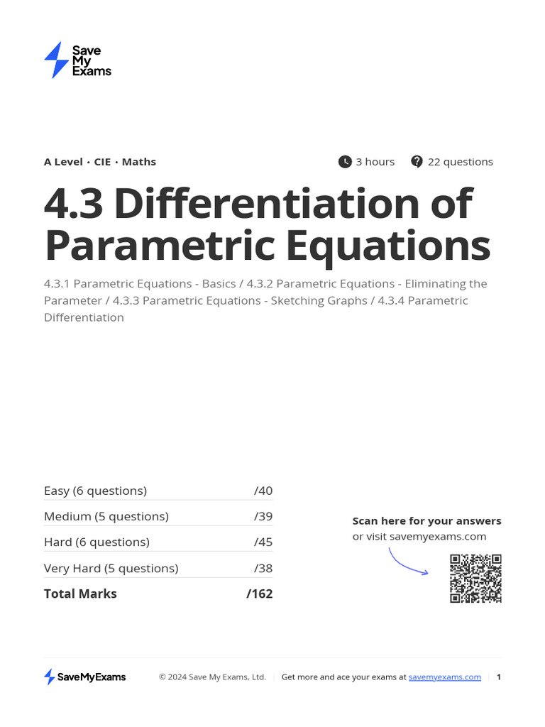 4-3-differentiation-of-parametric-equations-7uWL62N97n~YVniN | PDF | Tangent | Equations