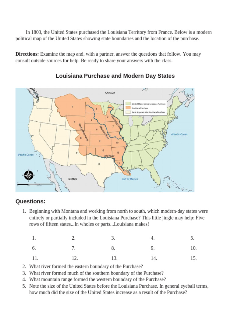 Louisiana Purchase: Impact and Boundaries | PDF