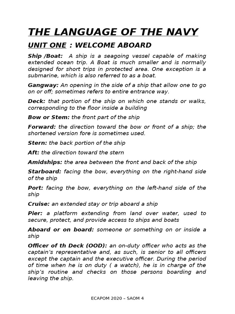 LANGUAGE OF THE NAVY WORD VERSION | PDF | Ships | Anchor
