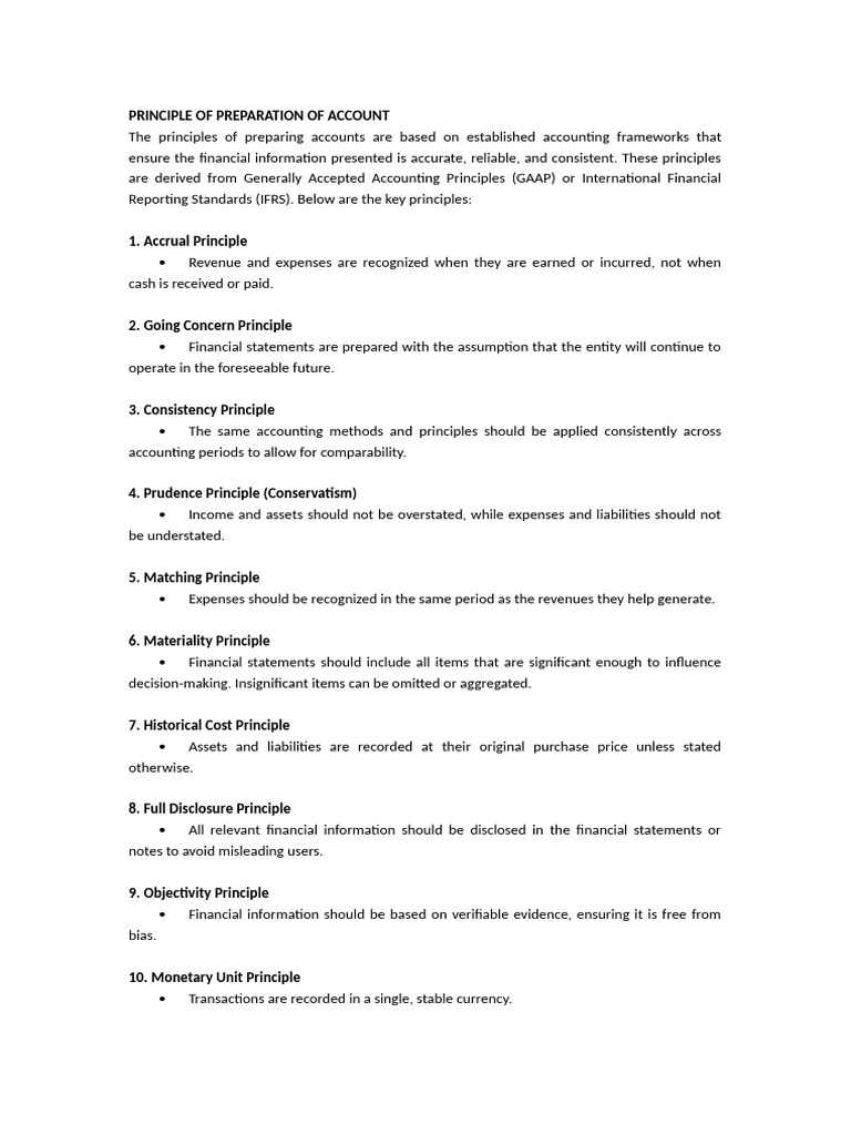 Key Principles of Account Preparation | PDF