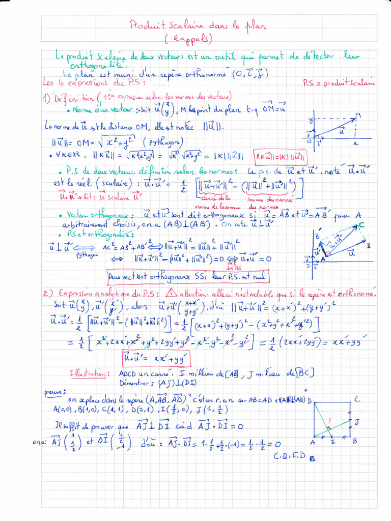 produit scalaire dans le plan (rappels) | PDF