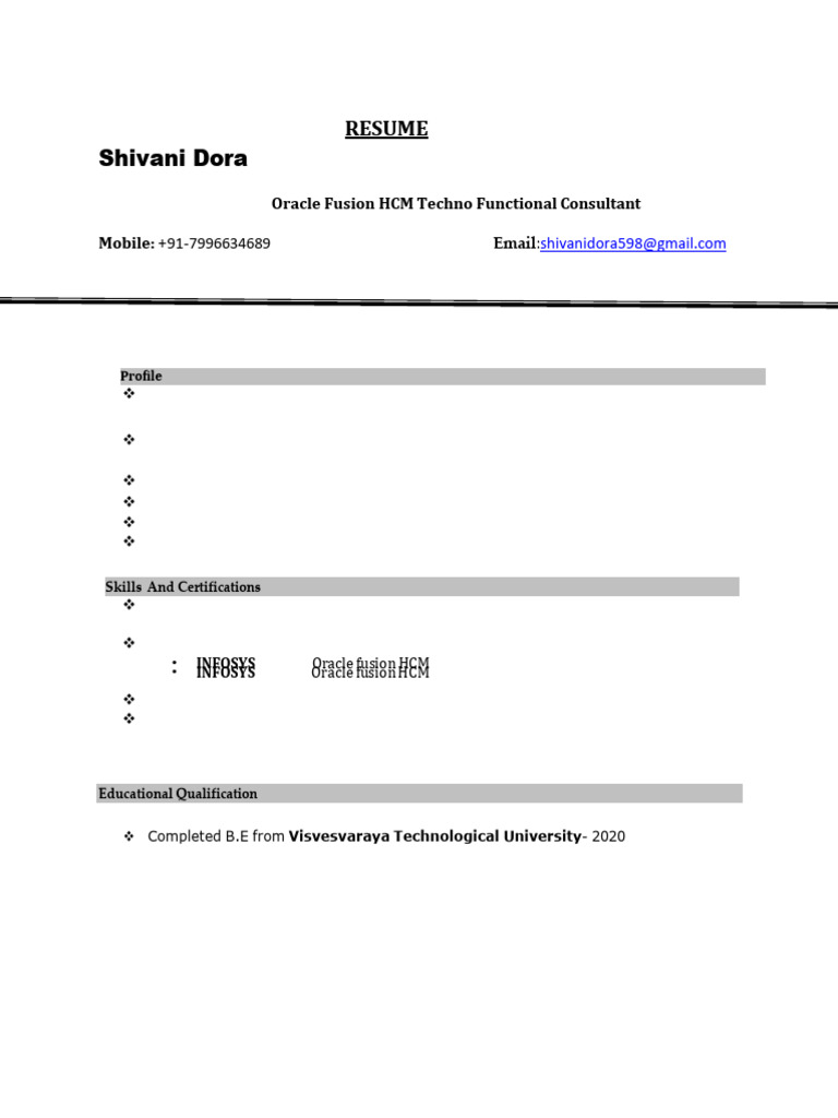 Shivani CV | PDF | Human Resource Management | Oracle Corporation