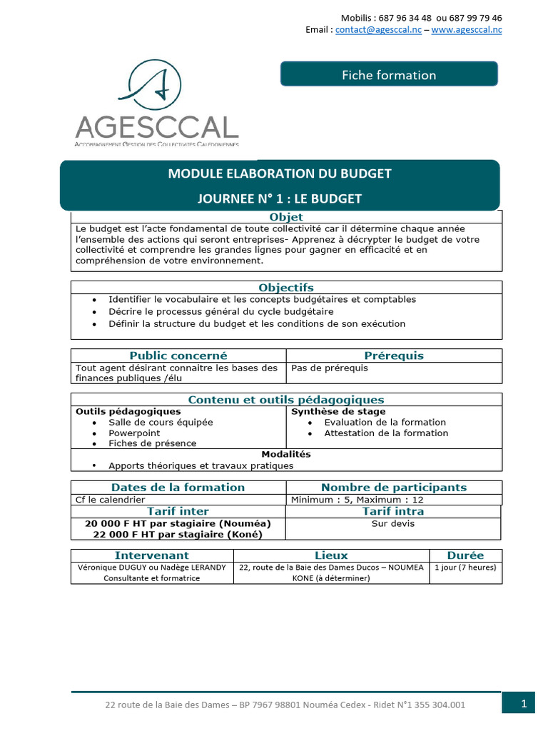 Exemple de budget de formation | PDF | Budget