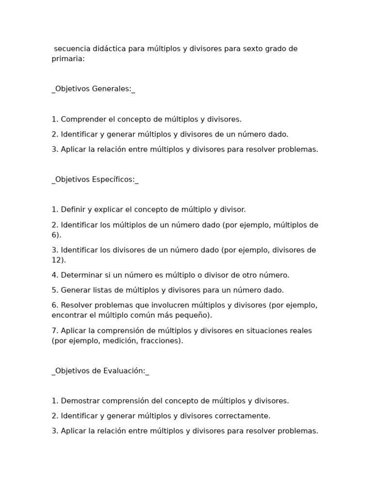 Secuencia Meta de Múltiplos y divisores | PDF | Color | División (Matemáticas)