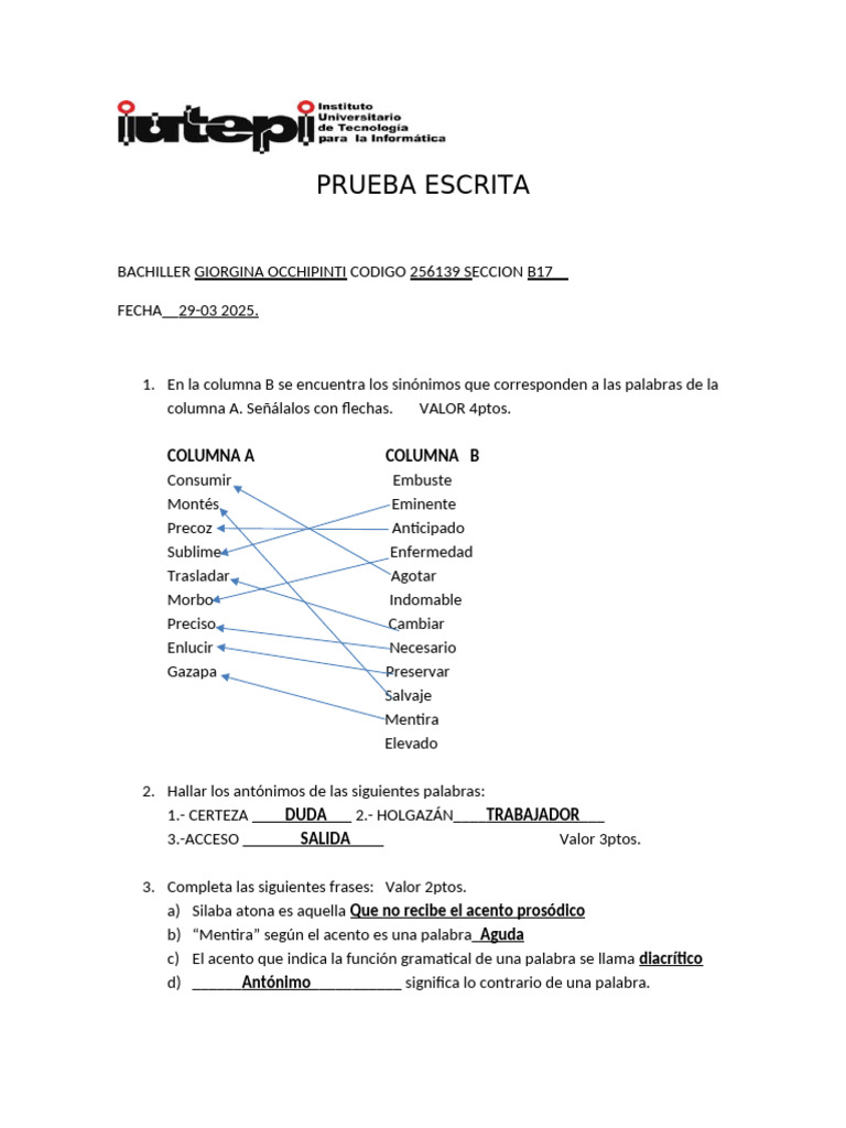 Evaluación Lingüística 2025 | PDF | Lingüística