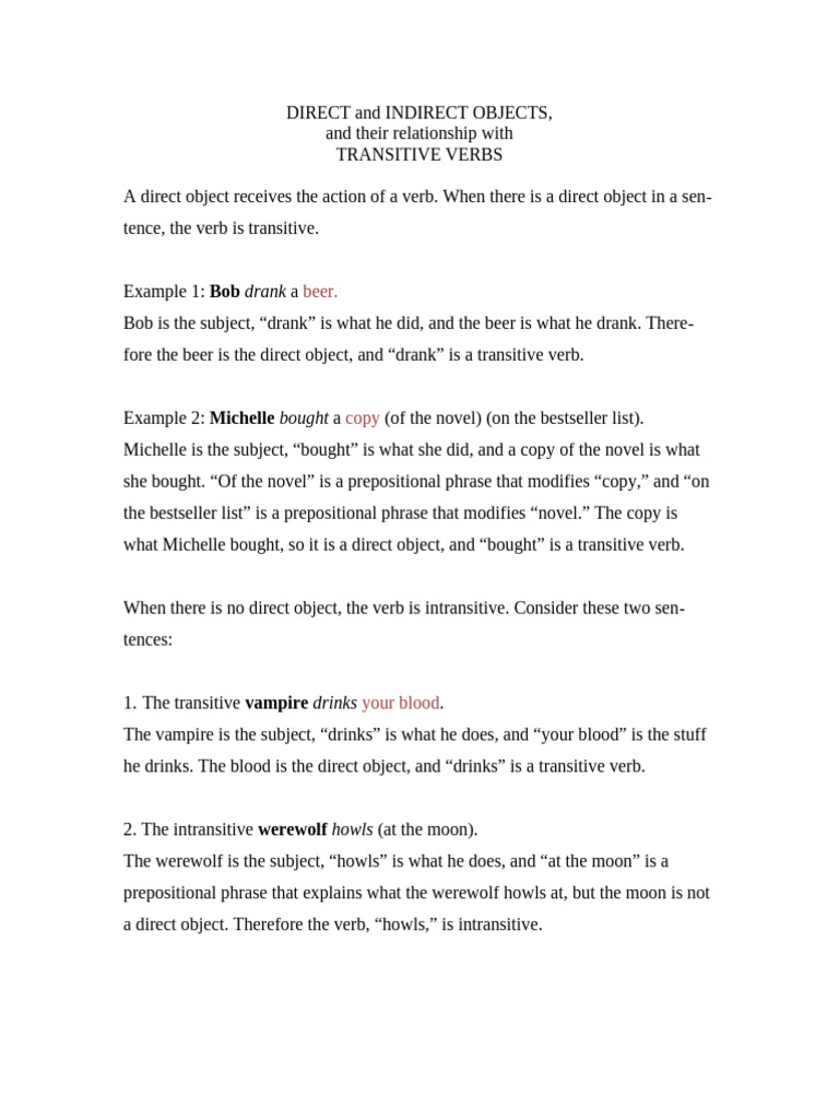 English Grammar-Direct and Indirect Objects | PDF | Verb | Object (Grammar)