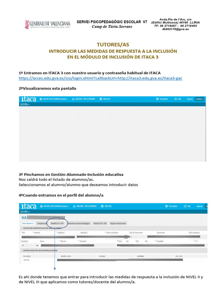 Pautas Introducir ITACA 3 SPE V7 IMPRIMIR PARA TUTORES | PDF | Aprendizaje