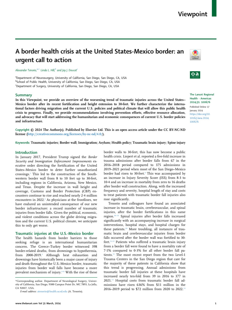 A Border Health Crisis at The United States Mexico | PDF | Immigration ...