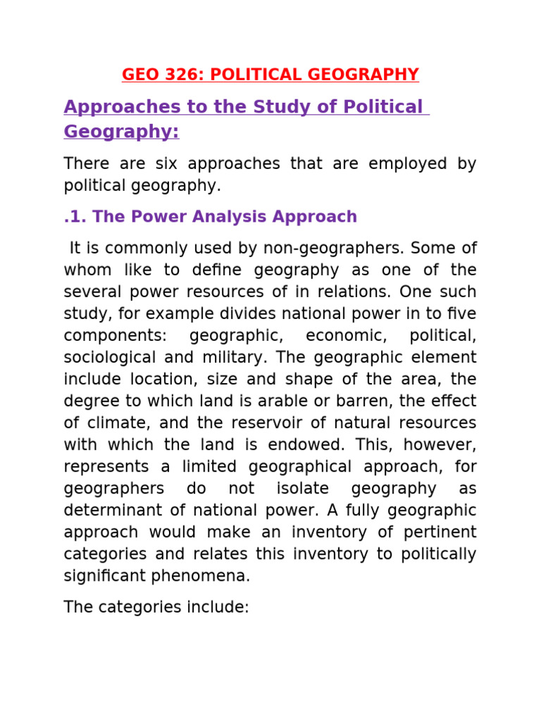 Approaches in Political Geography | PDF | Geography | System
