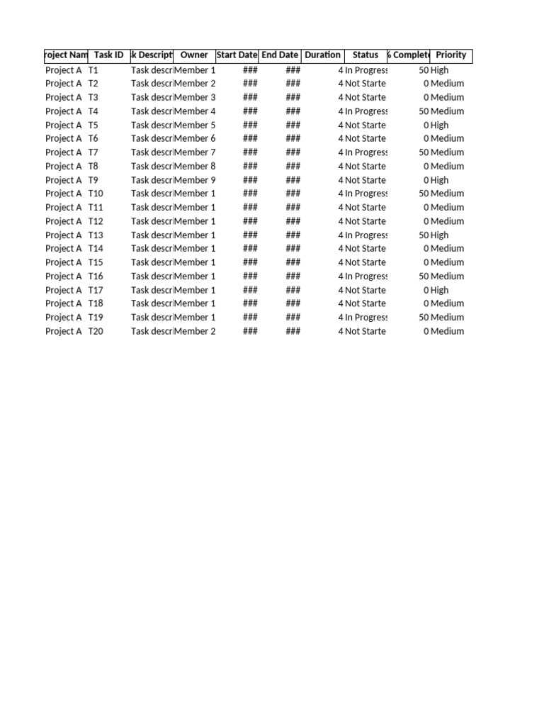 Project A Task Tracking Overview Pdf