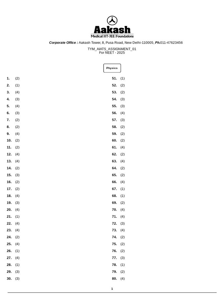 Tym Aiats Assignment 01 Sol | PDF | Mole (Unit) | Acceleration