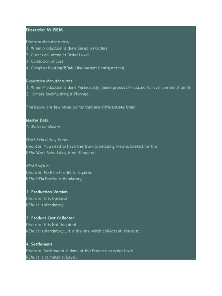 Discrete Vs REM | PDF | Industries | Production And Manufacturing
