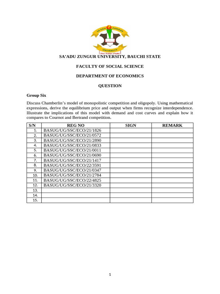 Chamberlin Model Summary | PDF | Oligopoly | Economic Equilibrium