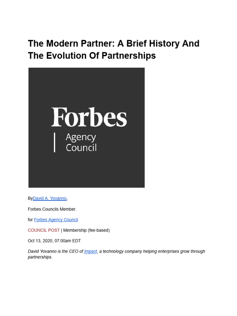 The Modern Partner - A Brief History and The Evolution of Partnerships ...
