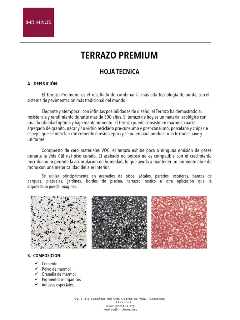 FT Terrazzo | PDF | Cemento | Mármol