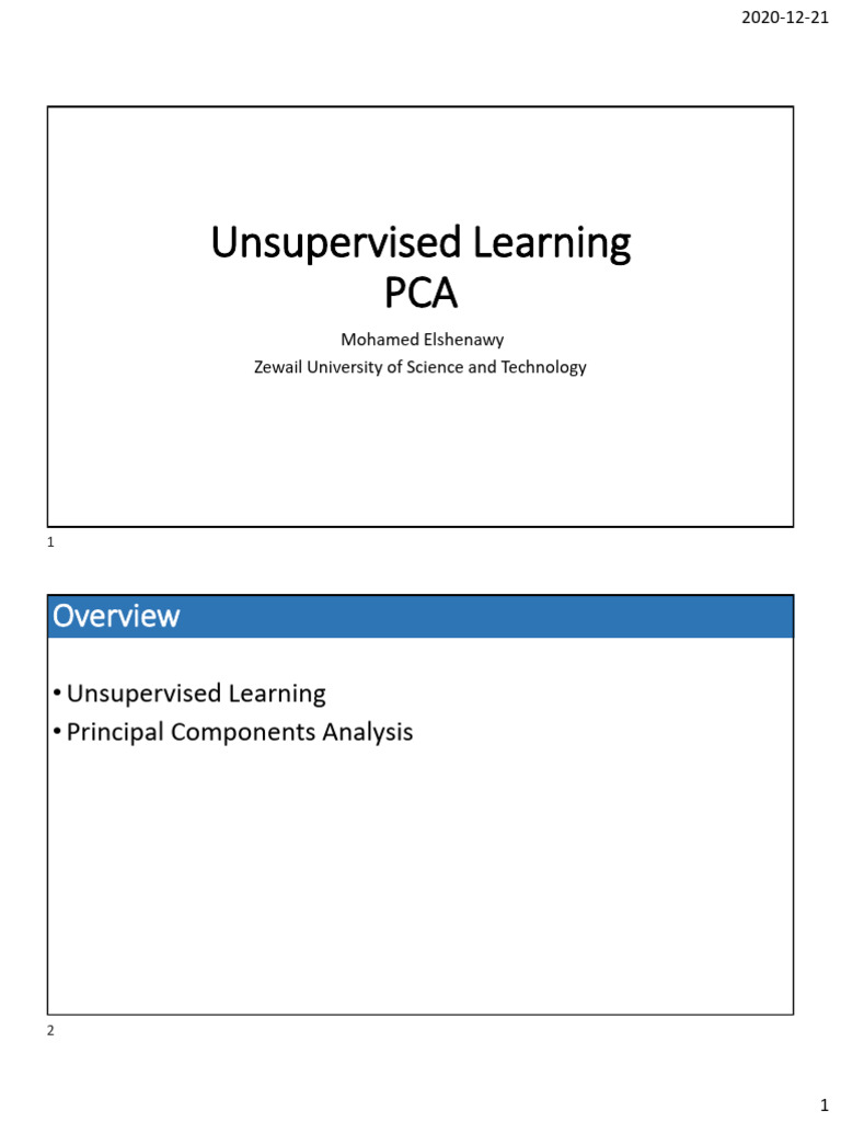 Lecture 12 - Unsupervised - PCA | PDF | Principal Component Analysis | Behavior Modification