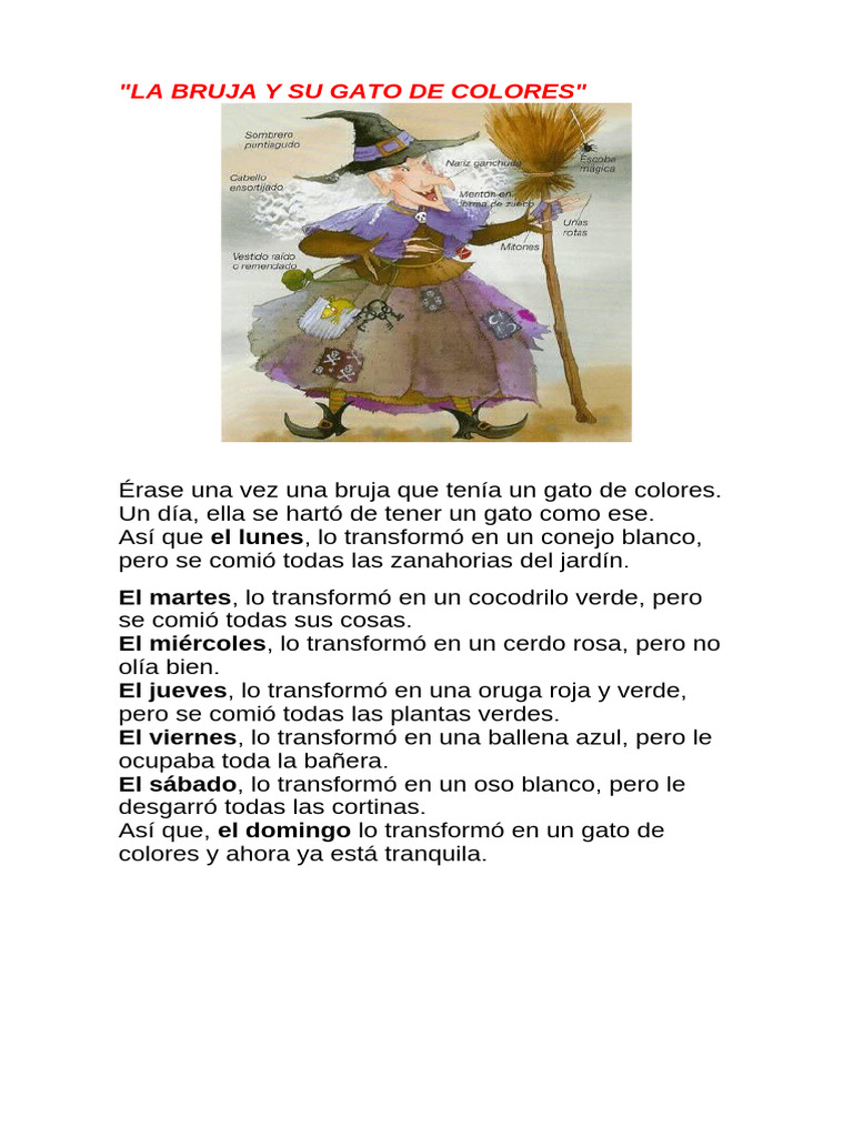 LA BRUJA Y SU GATO DE COLORES | PDF