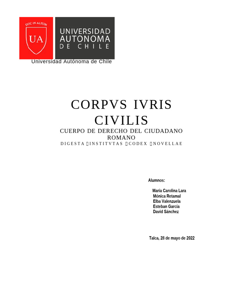 Corpvs Ivris Civilis Trabajo Final Ok | PDF | Justicia | Crimen y violencia