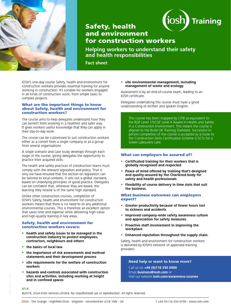 She For Construction Workers Fact Sheet | PDF | Occupational Safety And ...