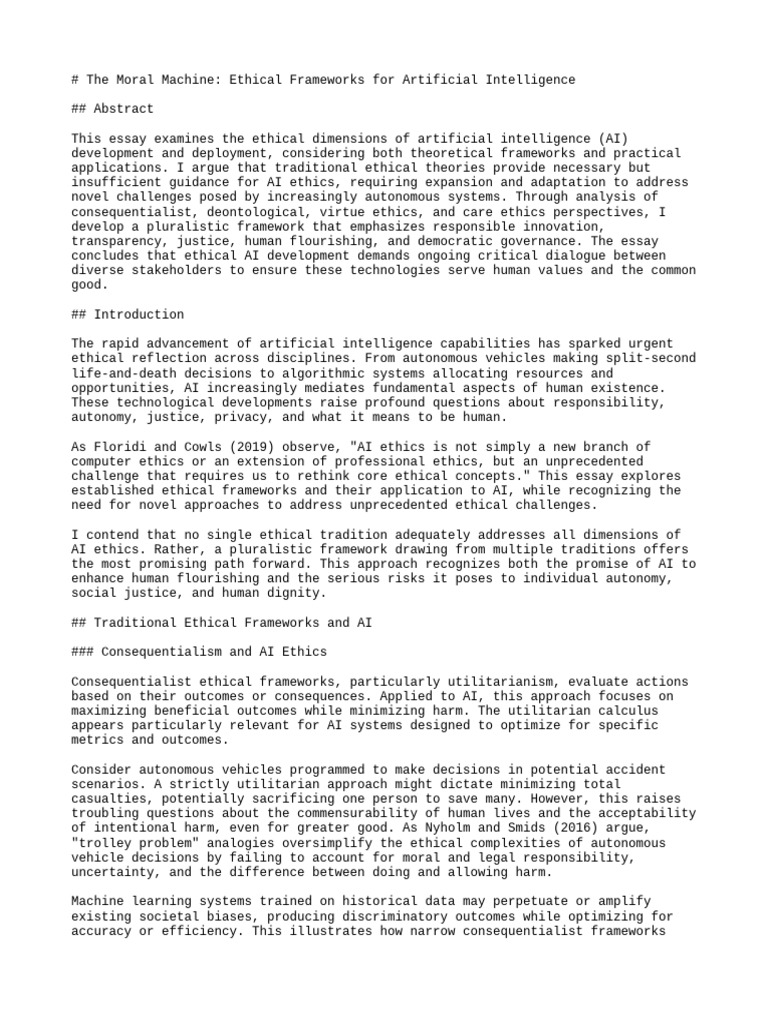 Philosophy Essay Ethics AI | PDF | Artificial Intelligence ...