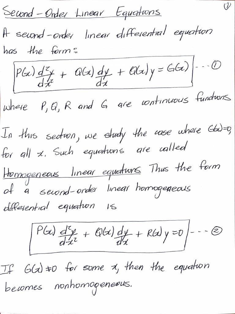 Second Order Linear Differential Equations | PDF
