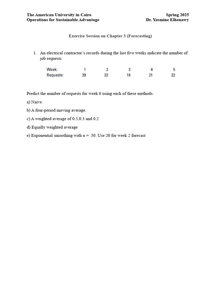 Exercise Session 2 (Forecasting) | PDF