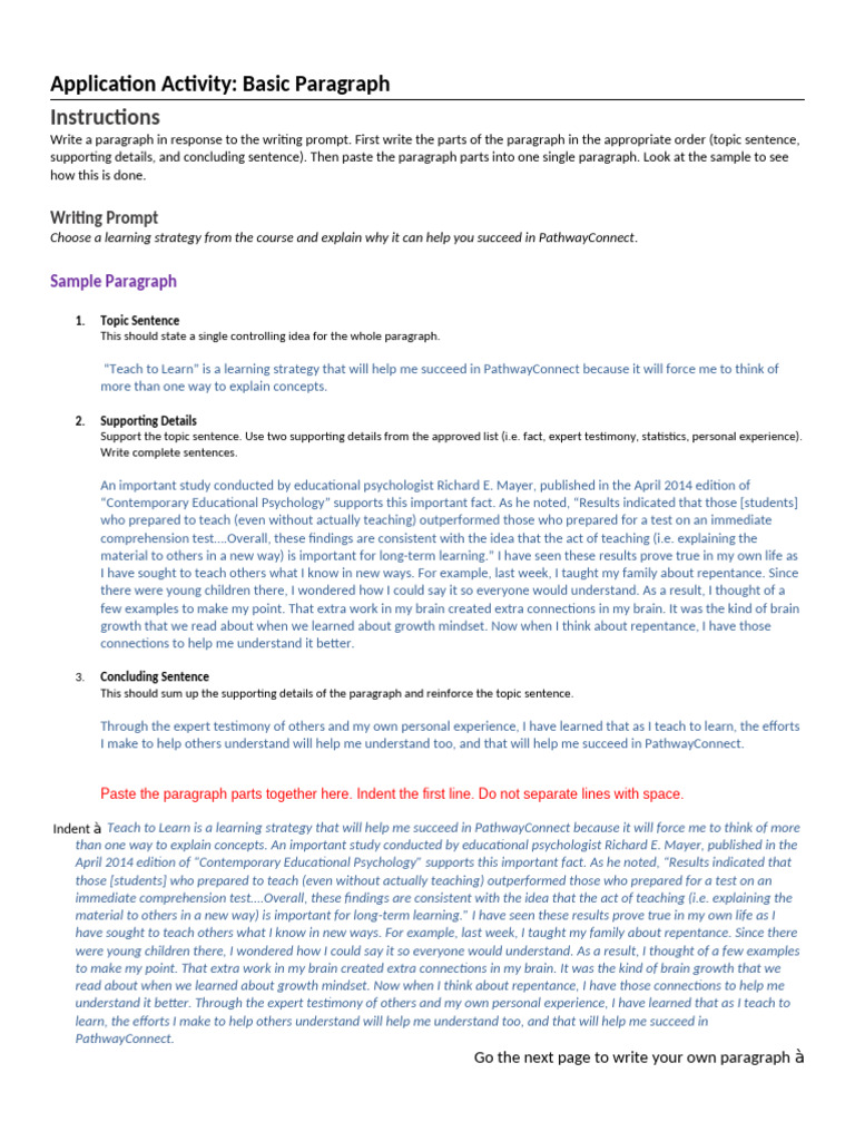 Pc101 Application Activity Basicparagraph | PDF | Holy Spirit | Educational Psychology