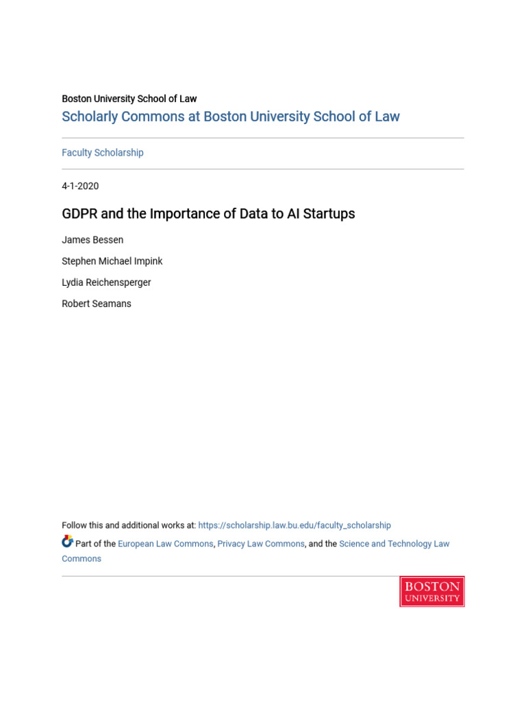 GDPR and The Importance of Data To AI Startups | PDF | Artificial ...