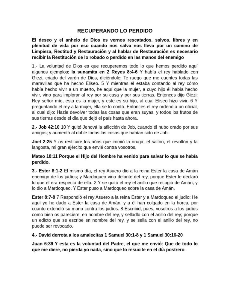 Recuperación Audaz de lo Perdido | PDF | Esther | Libros de la Biblia ...