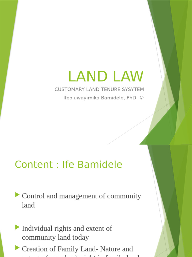 LAND LAW. Customary Land Tenure (Autosaved) | PDF | Void (Law) | Intestacy
