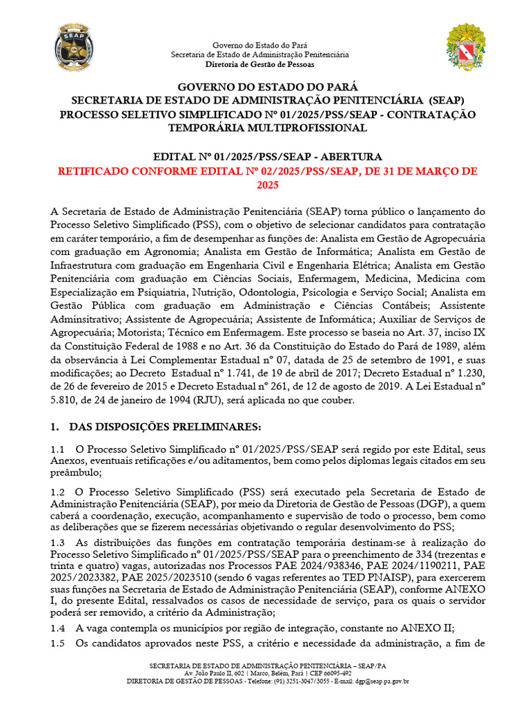 pss-n-01-2025-pss-seap-edital-n-01-2025-pss-seap-abertura-retificado-1743449499 | PDF | Gestão ...