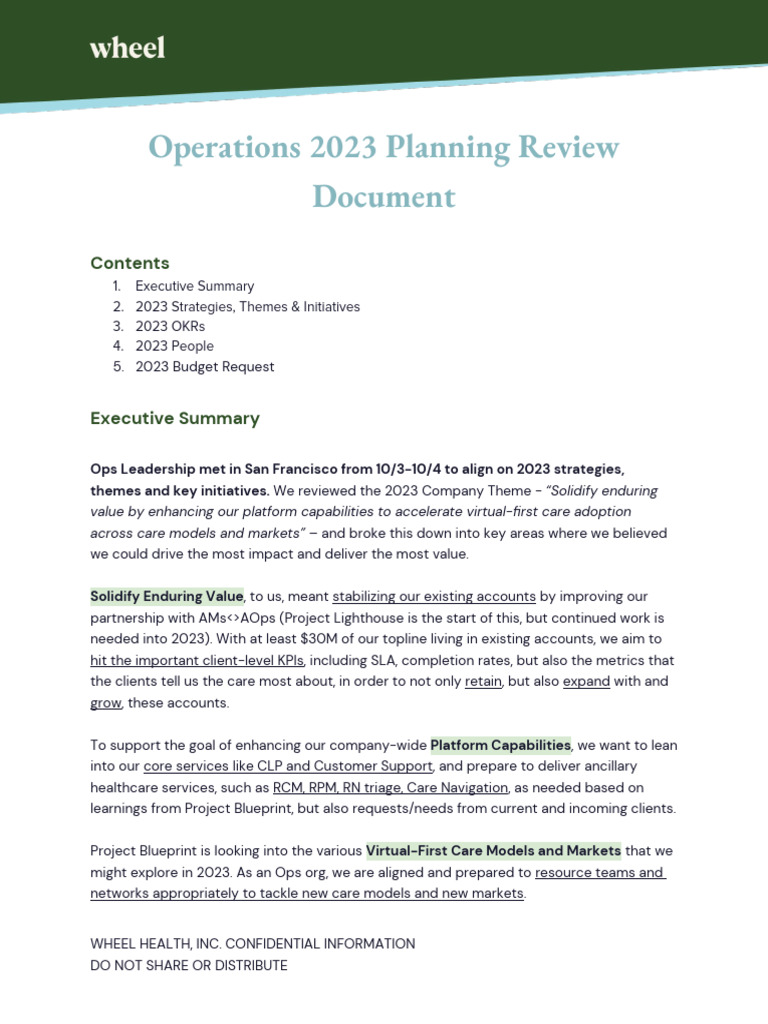 2023 Annual Planning - Operations Strategy | PDF | Business