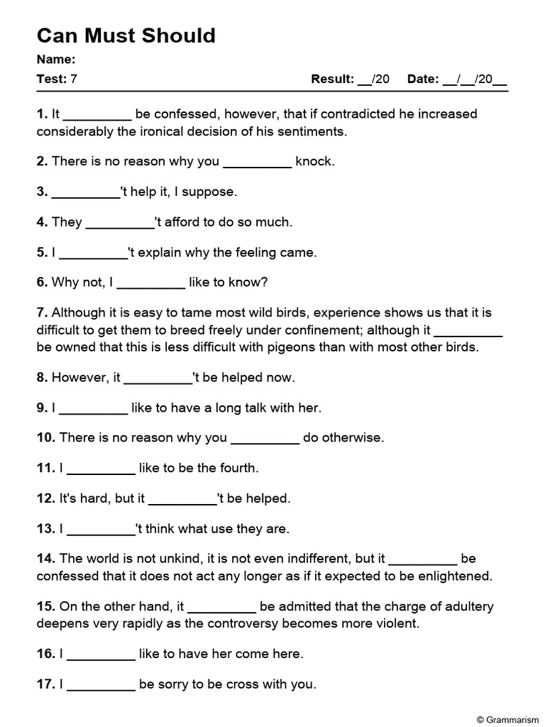 Can Must Should 3 | PDF