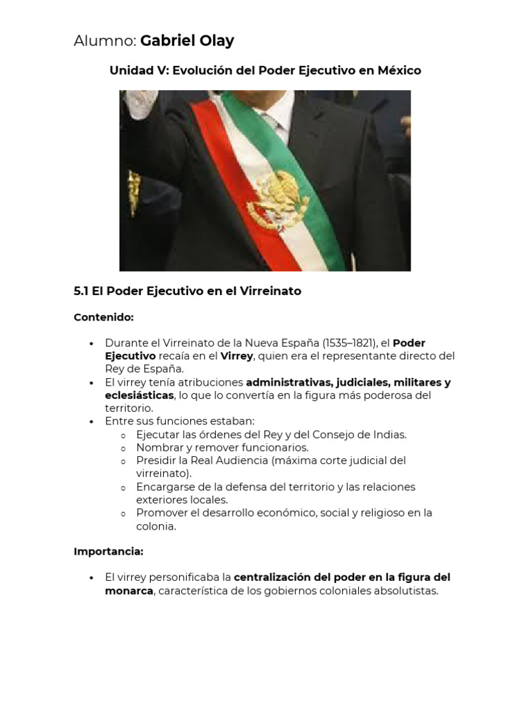 Evolución del Poder Ejecutivo en México | PDF | Ejecutivo (gobierno ...