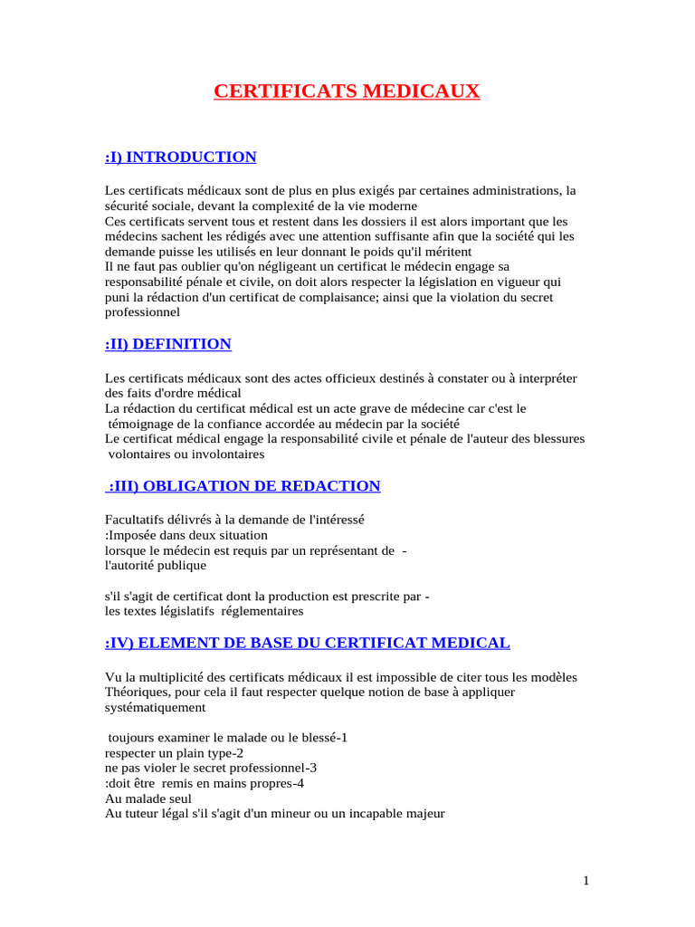 Certificats Medicaux | PDF | Médecin | Médecine