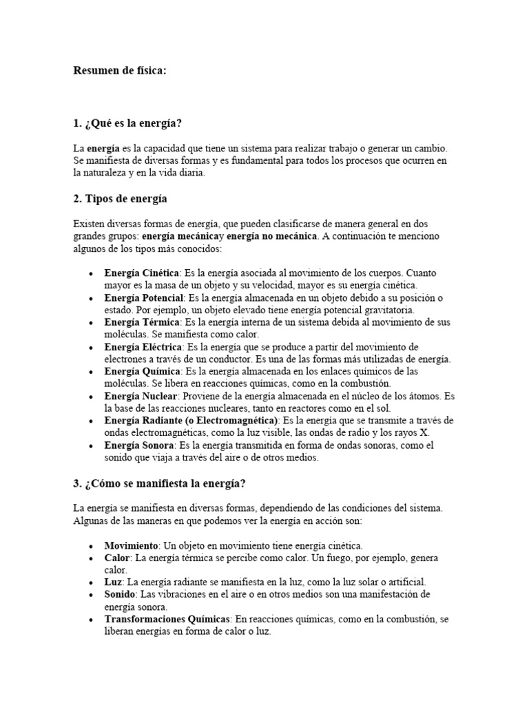 Resumen de Física | PDF | Calor | La energía nuclear