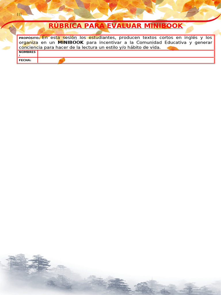 Rúbrica para Evaluar Minibook | PDF