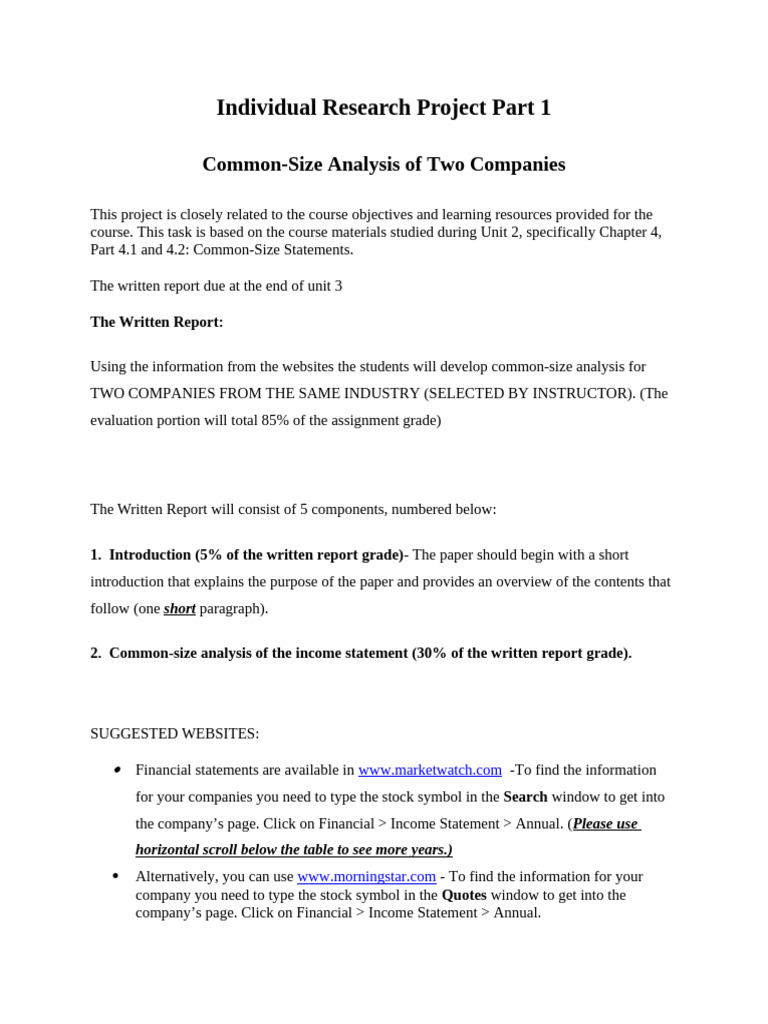 FIN 610 Individual Research Project Stage 1 | PDF | Balance Sheet | Revenue