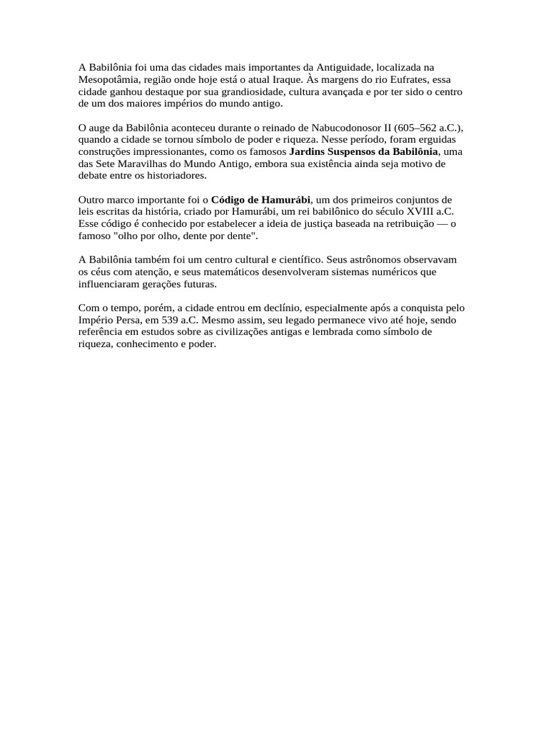 A Grandeza da Babilônia Antiga | PDF