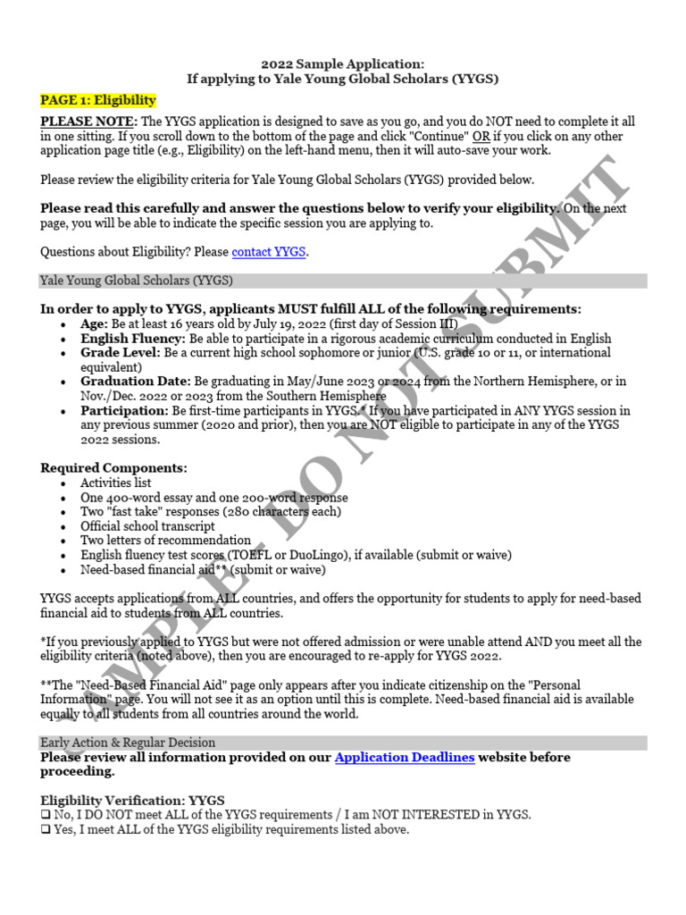 YYGS 2022 Application Eligibility Guide | PDF | Debit Card | United ...