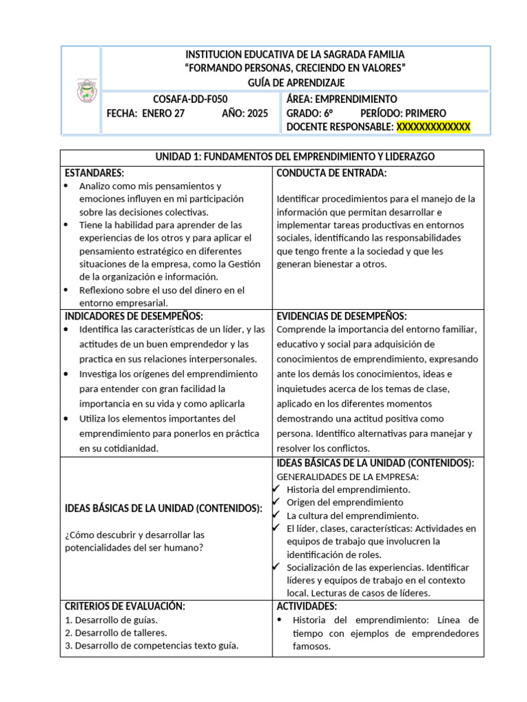 Estructura Guia de Aprendizaje 6 | PDF | Iniciativa empresarial | Liderazgo