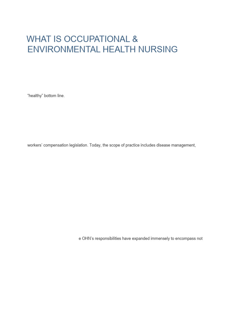 OHN Fact Sheet | PDF | Occupational Safety And Health | Nursing